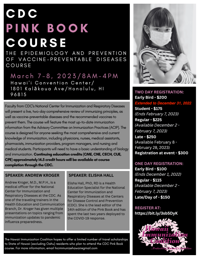 2023 Hawaii – CDC Pink Book Course | Hawaii Immunization Coalition